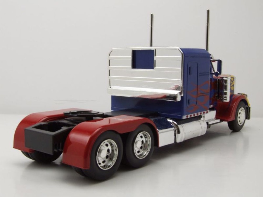 Modellauto Peterbilt 379 Optimus Prime Transformers 1 blau mit Flammen ...