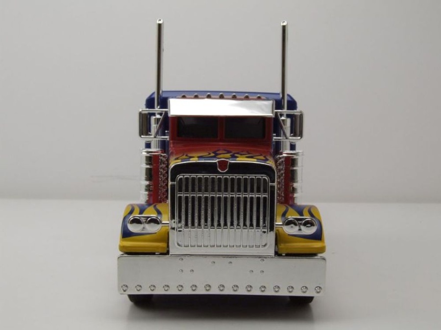 Modellauto Peterbilt 379 Optimus Prime Transformers 1 blau mit Flammen ...
