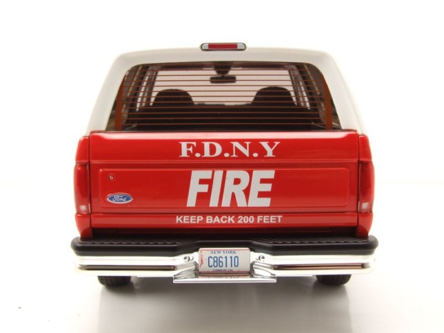 Modellauto Ford Bronco 1996 FDNY Fire Department New York City rot weiß ...