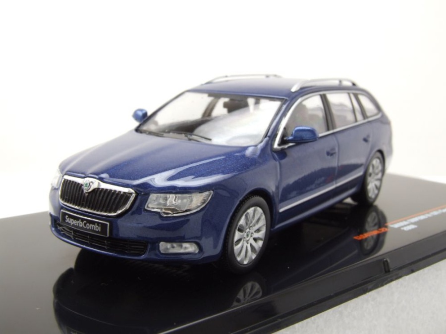 Modellauto Skoda Superb II Kombi 2008 blau metallic 1:43 ixo models b
