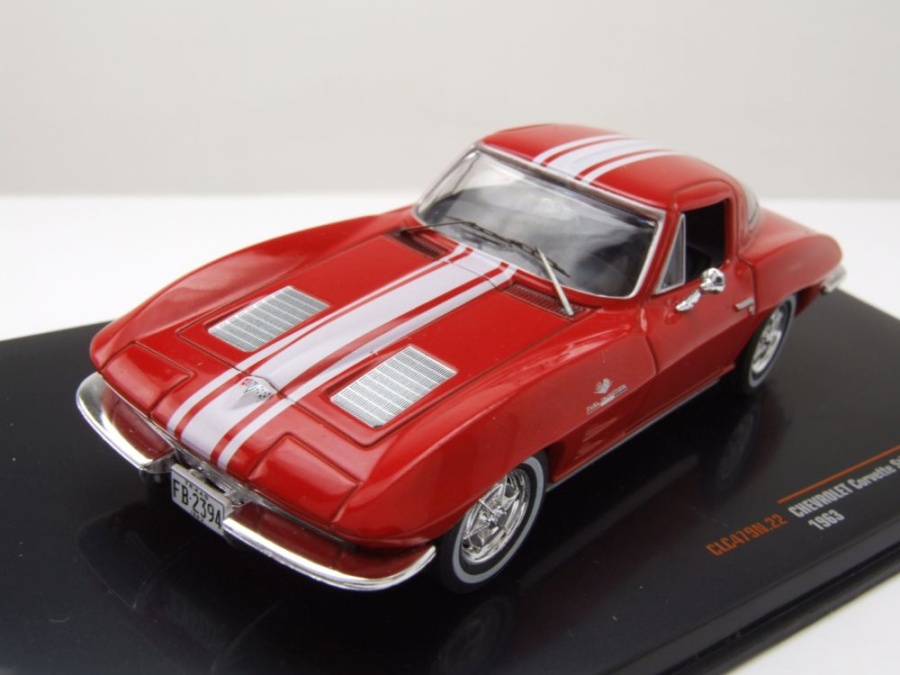 Modellauto Chevrolet Corvette Stingray C2 1963 rot weiß 1:43 ixo models ...