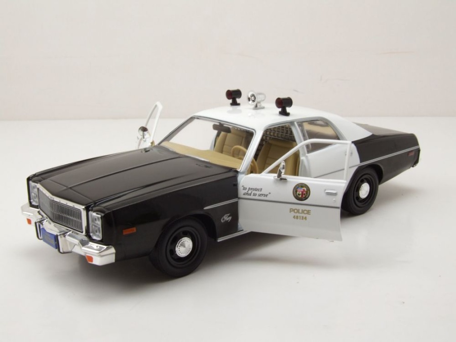 Modellauto Plymouth Fury 1978 schwarz weiß LAPD Los Angeles Police ...