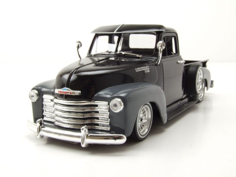 Modellauto Chevrolet 3100 Pick Up Lowrider 1953 schwarz grau 1:24 Welly ...