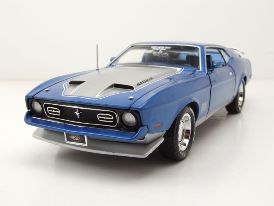 Modellauto Ford Mustang Mach 1 MCACN 1971 blau 1:18 Auto World bei ...