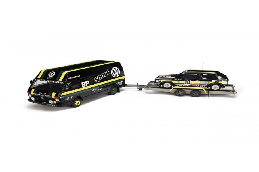 Modellauto VW LT35 mit Anhänger + Golf 1 GTI #10 Rallye Tour de France ...