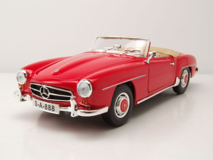 Mercedes 190 SL Cabrio (W121 BII) 1955 rot, Modellauto 1:18 / Maisto ...